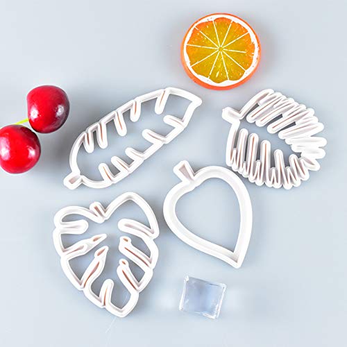 Crethinkaty Tropical Leaf Cookie Cutter Shapes Set for Cake Decorating 4 Pieces Plastic Big Size Fondant Icing Cutters DIY Baking Tool