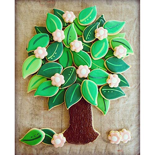 Crethinkaty Tropical Leaf Cookie Cutter Shapes Set for Cake Decorating 4 Pieces Plastic Big Size Fondant Icing Cutters DIY Baking Tool