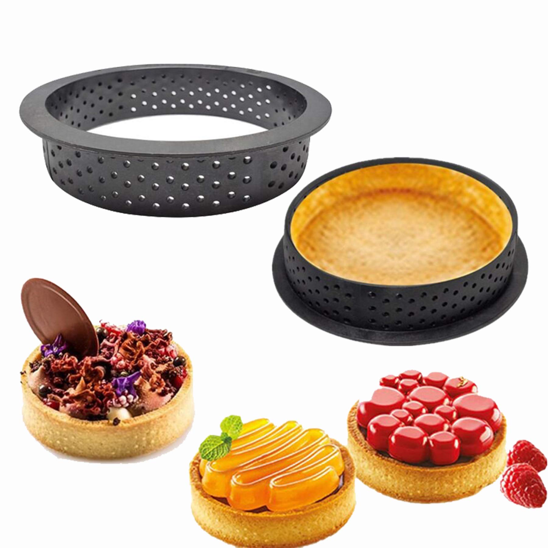 ZSSElec 8pcs Mini Tart Ring Mold for Baking,English Muffin Ring Molds 3.5 Inch,Circle Cutters Baking Cake Mousse