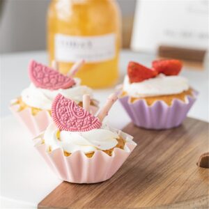 Xeahung 50 Pack Paper Baking Cups Cupcake Liners Paper Baking Cups for Oven Muffins Wedding Baking Cups for Cupcakes (Pink)