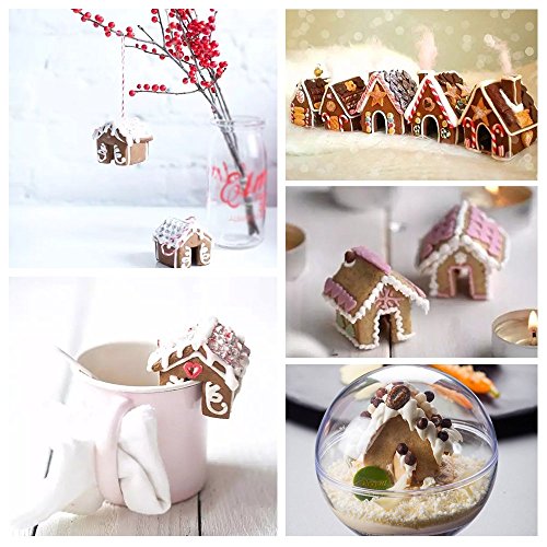 KALAIEN 3Pcs Stainless Steel Christmas Mini House Mold Gingerbread Cookie Cutter Set Cupcake Chocolate House (Small)