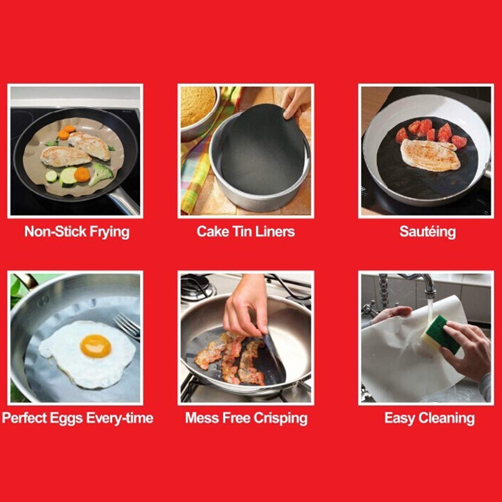 10PCS Round Non-stick Pan Mat, Reusable Multifunctional Heat-resistant Frying Pan Grill Mat Grill Liner for Kitchen Cooking