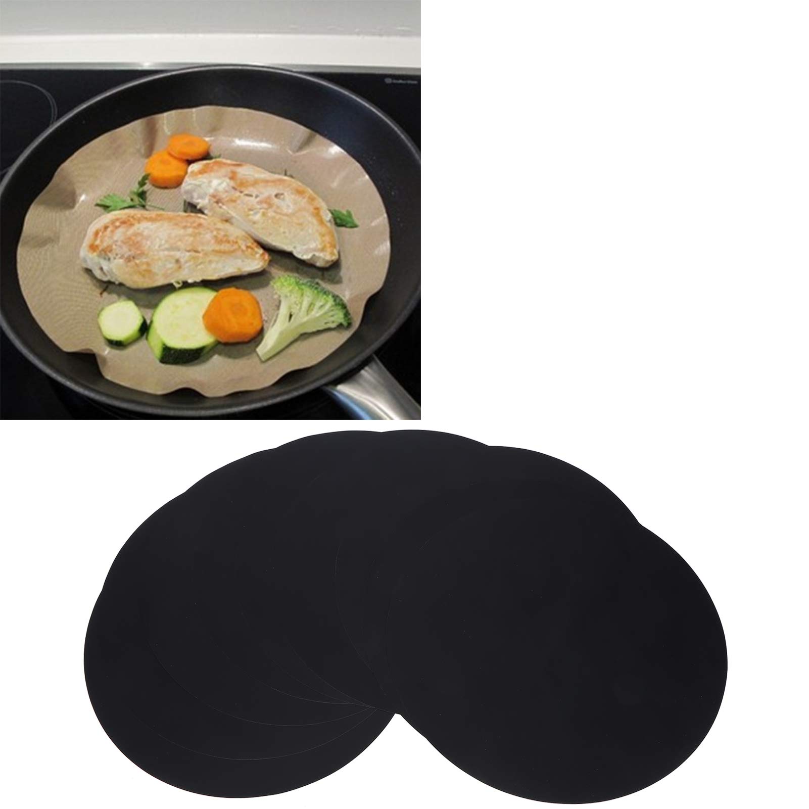 10PCS Round Non-stick Pan Mat, Reusable Multifunctional Heat-resistant Frying Pan Grill Mat Grill Liner for Kitchen Cooking