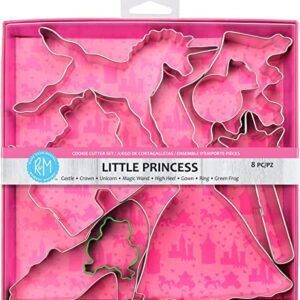 R&M International 1819 Little Princess Cookie Cutters, Crown, Unicorn, Wand, Slipper, Gown, Ring, Frog, 8-Piece Set