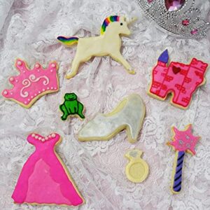 R&M International 1819 Little Princess Cookie Cutters, Crown, Unicorn, Wand, Slipper, Gown, Ring, Frog, 8-Piece Set