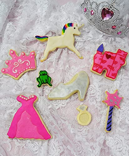 R&M International 1819 Little Princess Cookie Cutters, Crown, Unicorn, Wand, Slipper, Gown, Ring, Frog, 8-Piece Set