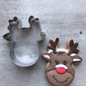 LILIAO Christmas Reindeer Face Cookie Cutter - 4 inches - Stainless Steel