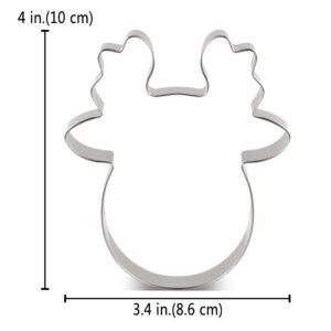 LILIAO Christmas Reindeer Face Cookie Cutter - 4 inches - Stainless Steel