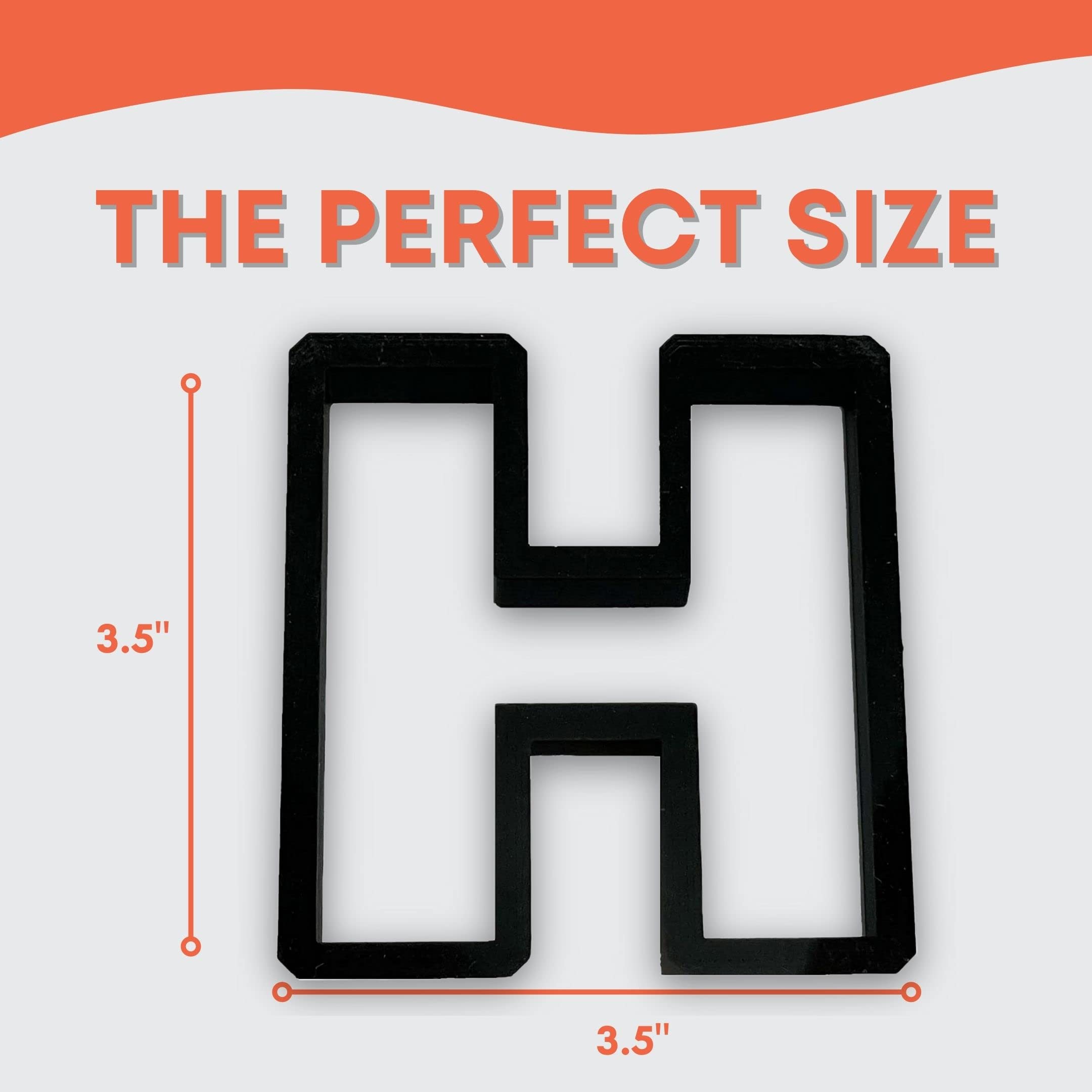 H Capital Block Letter Cookie Cutter with Easy to Push Design (3.5 inch)