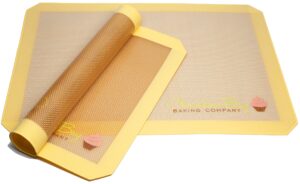 silicone baking mat for macaron- two half sheet mat set 16.5 x 11 5/8 - non stick - cookie sheet - baking liner - perfect for oven, pastry, bacon, cookies, chicken, pizza, bread, pastry rolling