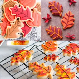 LUBTOSMN New Large Thanksgiving Cookie Cutter Set-5 Pieces-Turkey, Pumkin, Apple, Maple Leaf and Oak Leaf-Fall Holiday Cookie Cutters Fondant Biscui Cutters