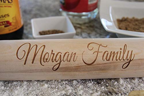 Custom Rolling Pin for Mom or Grandma (Morgan Family Design), Decorative Wooden Rolling Pin for Baking | Personalized Christmas Holiday Gift