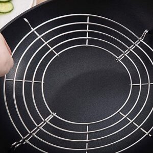 Stainless-Steel Semi-circular Oil Drain Rack,Wok Cooling Rack, Home Baking Cooking Oil Drip Filter For Tempura, Fried Food,Stainless Frying Rack (27.5/33.5cm)(L)