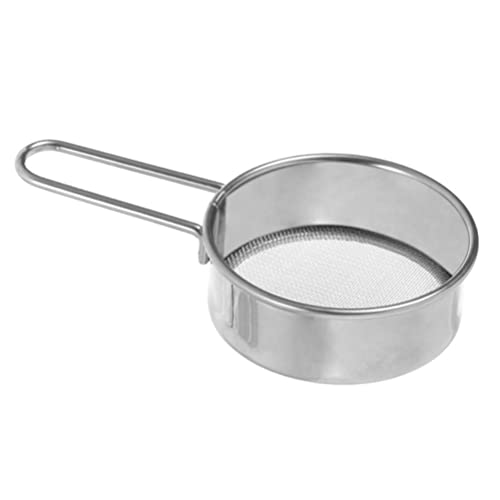 Metal Colander Stainless Steel Handheld Flour Sifter: Flour Sieve Fine Mesh Strainer Mesh Powder Colander with Handle for Bake Decorate Cakes Pies Pastries Cupcakes Household Gadgets