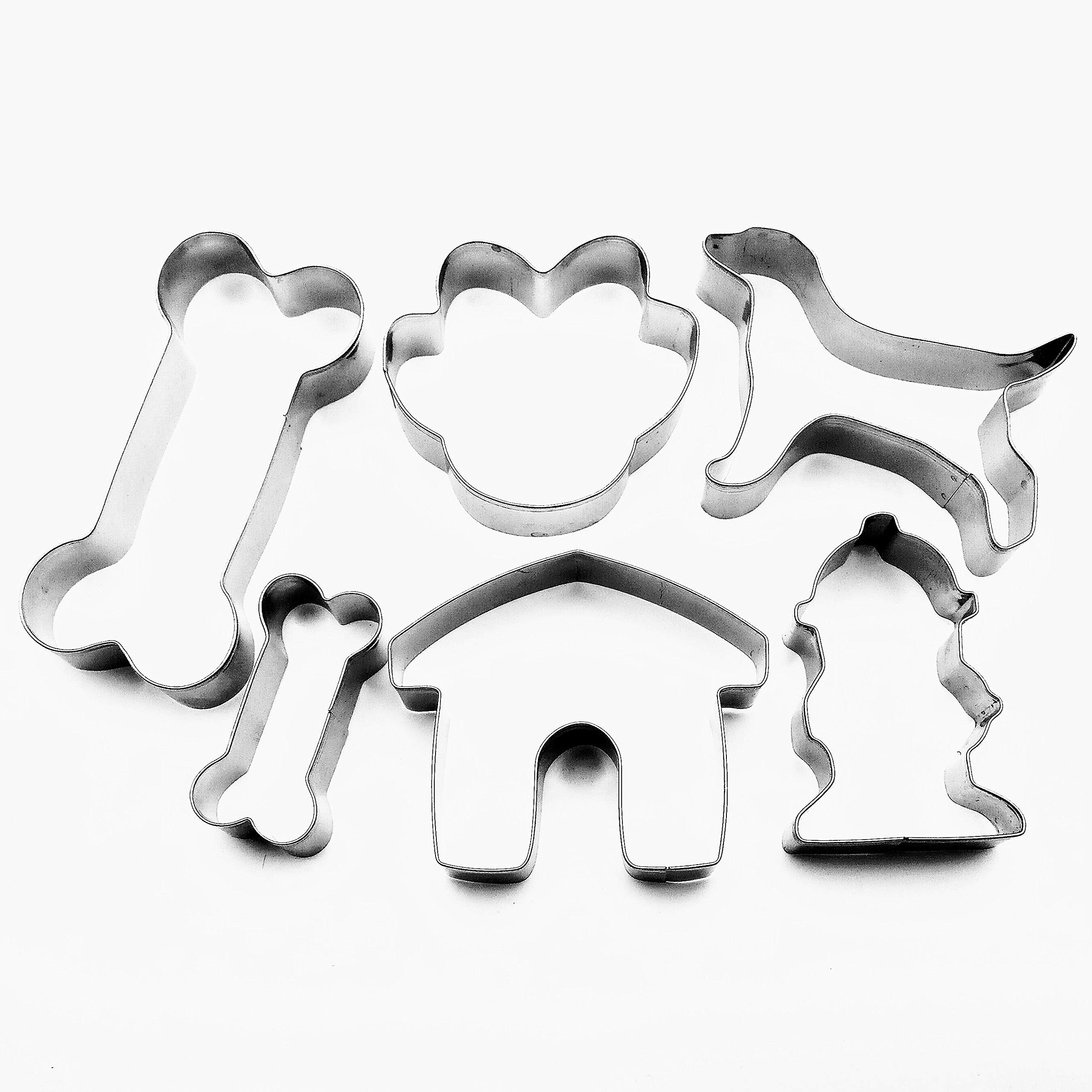 LAWMAN Dog Bone Cookie Cutter Paw Kennel Hydrant Fondant Pastry Biscuit Metal Baking 6 pcs Set