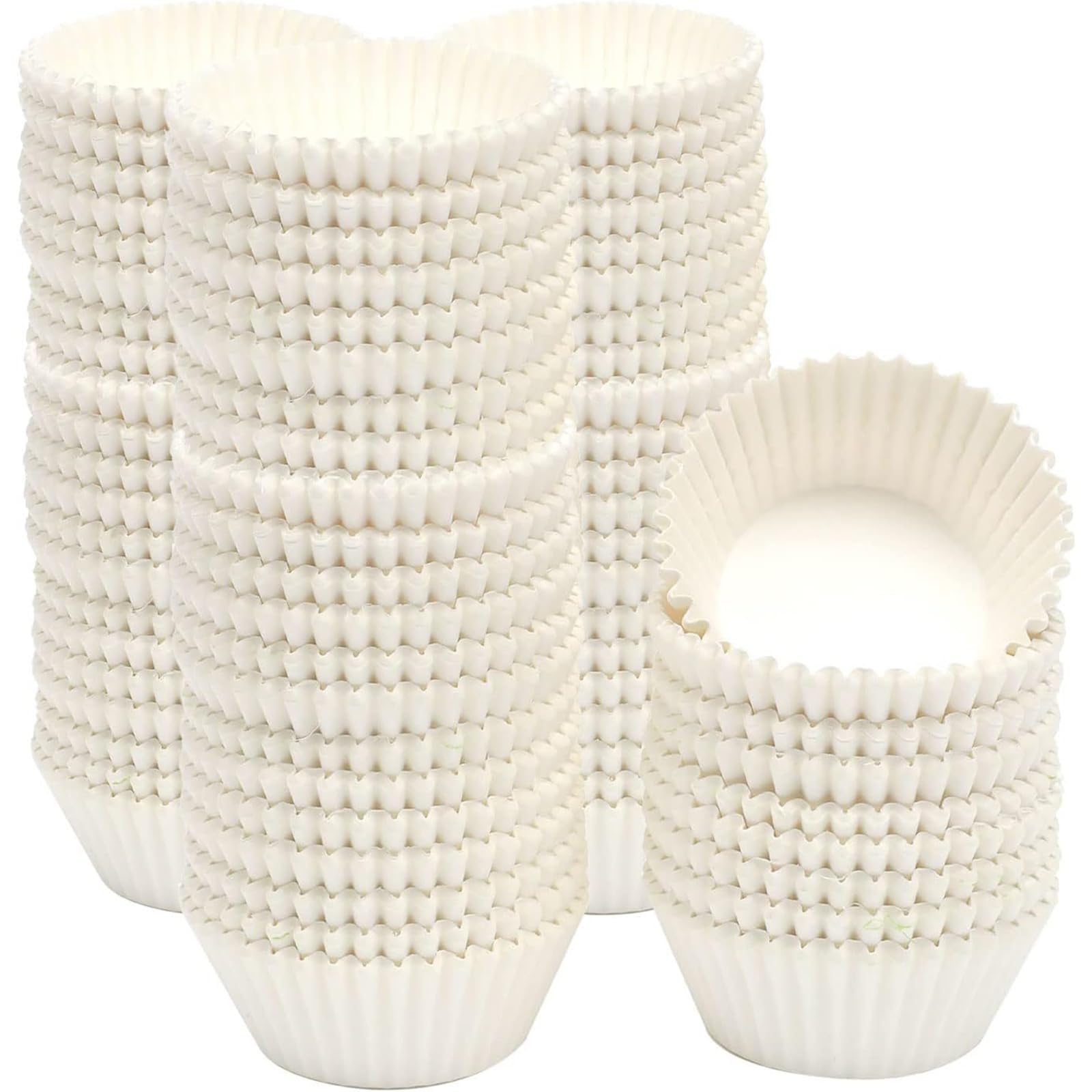 qiqee 1500 PCS White Cupcake Liners Muffin Linner No Smell,Food Grade Baking Cups（Standard Size）