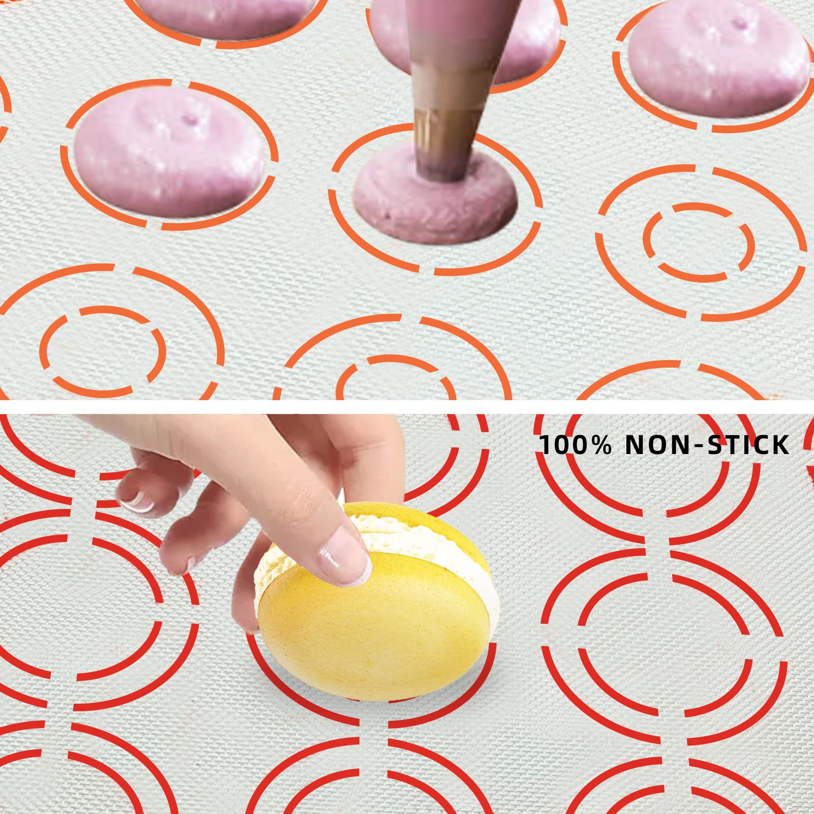 Silicone Baking Mat Set of 3, 2 Large Baking Mat (11.5"X16.5"), 1 Quarter Baking Sheets, Non-Stick Reusable Macaron Silicone Mats for Cookie, Macaron, Pizza, Bread, Bun