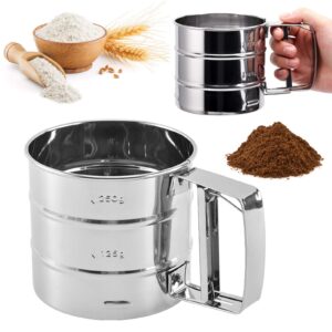 cenbee flour sieve stainless steel material manufacturing,coffee sieve cup,semi automatic 2 cup sifter for baking | fine mesh pastry sieve cup.