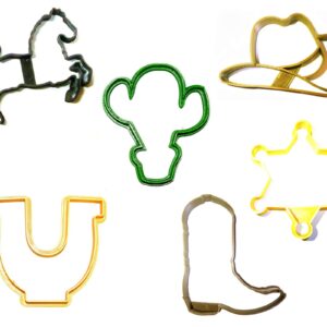 WILD WEST KIT HORSE SHOE CACTUS COWBOY HAT BOOT SHERIFF SET OF 6 COOKIE CUTTER USA PR1105