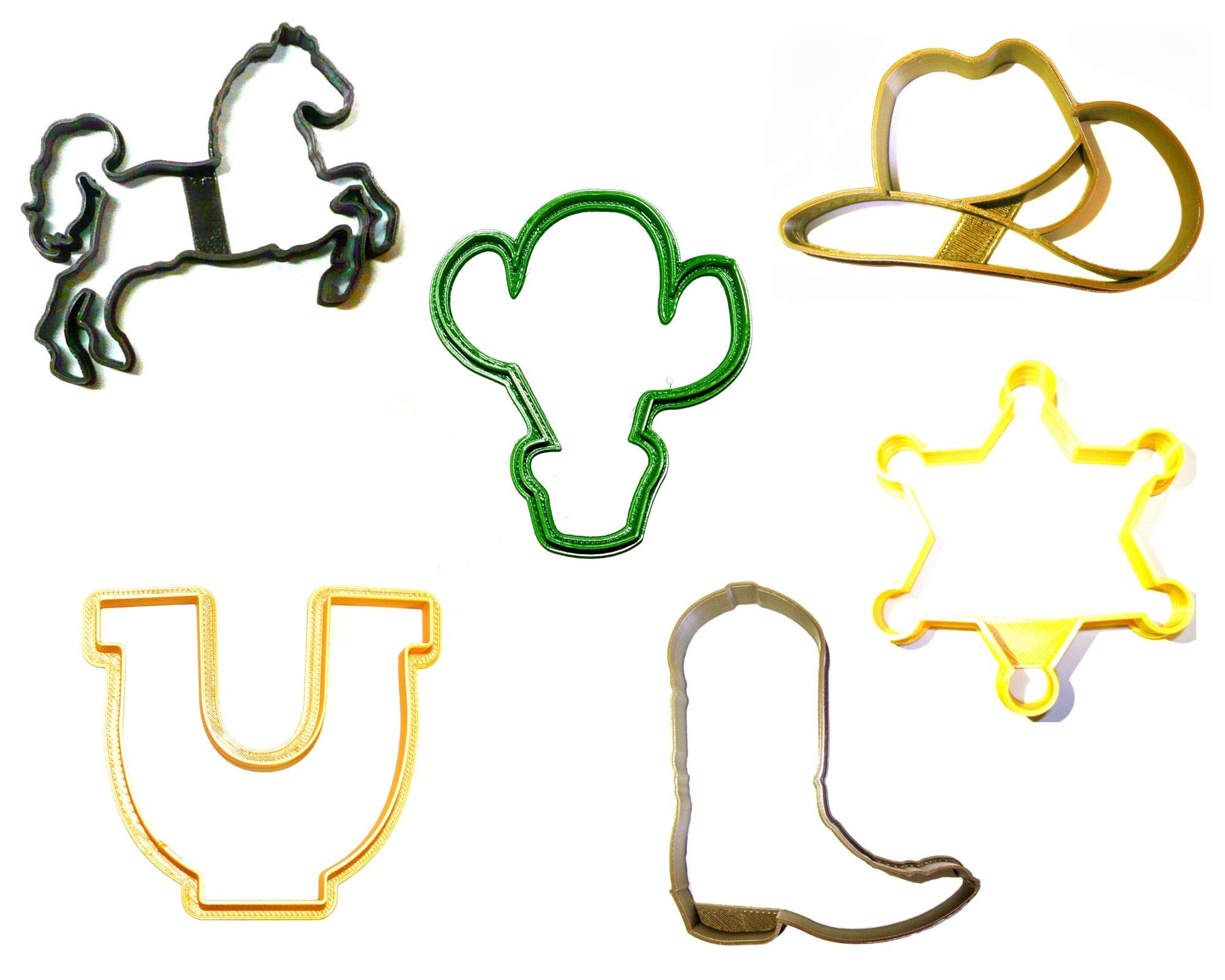 WILD WEST KIT HORSE SHOE CACTUS COWBOY HAT BOOT SHERIFF SET OF 6 COOKIE CUTTER USA PR1105