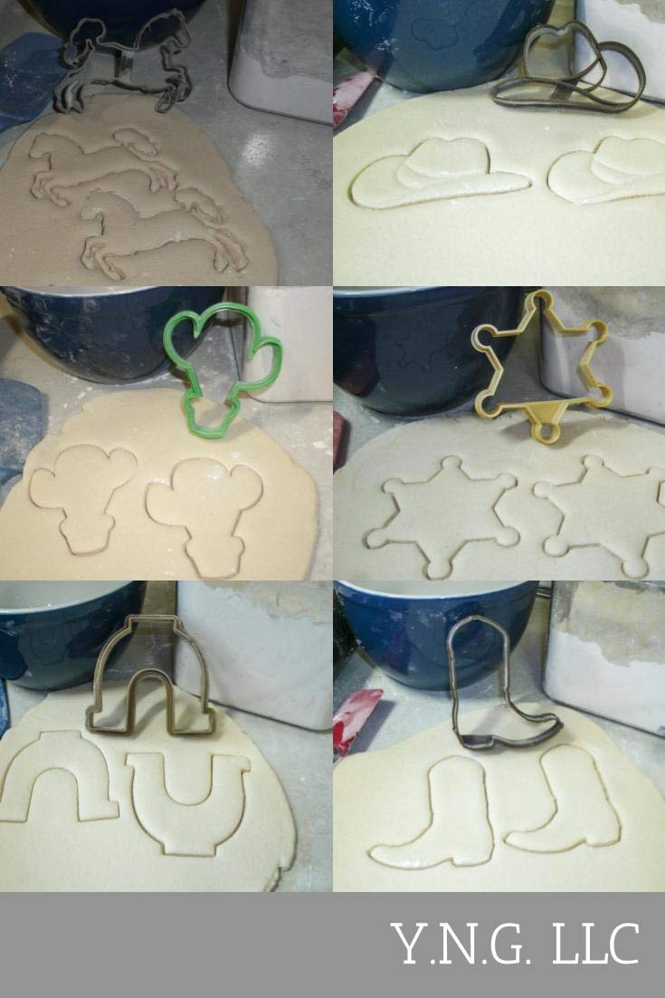 WILD WEST KIT HORSE SHOE CACTUS COWBOY HAT BOOT SHERIFF SET OF 6 COOKIE CUTTER USA PR1105