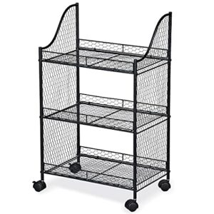 Collections Etc Rustic Farmhouse & Chicken Wire Rolling Kitchen Storage Cart