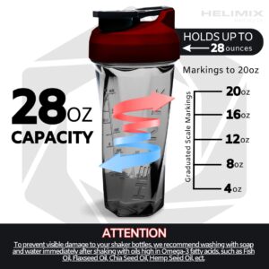 HELIMIX 2.0 Vortex Blender Shaker Bottle Holds upto 28oz | No Blending Ball or Whisk | USA Made | Portable Pre Workout Whey Protein Drink Shaker Cup | Mixes Cocktails Smoothies Shakes | Top Rack Safe