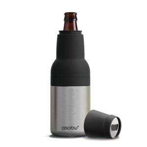 asobu frosty beer 2 go vacuum insulated double walled stainless steel beer can and bottle cooler with beer opener eco friendly and bpa free (silver)