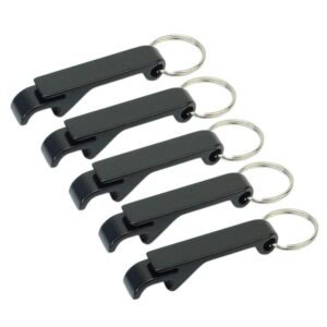 set of 5 -black key chain beer bottle opener / pocket small bar claw beverage keychain ring