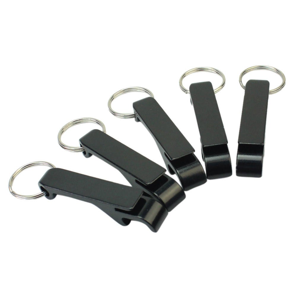 Set of 5 -Black Key Chain Beer Bottle Opener / Pocket Small Bar Claw Beverage Keychain Ring