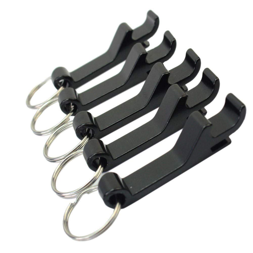 Set of 5 -Black Key Chain Beer Bottle Opener / Pocket Small Bar Claw Beverage Keychain Ring