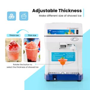 VIVOHOME Electric Ice Crusher Shaver Snow Cone Maker Machine 265lbs/hr for Home and Commercial Use Blue