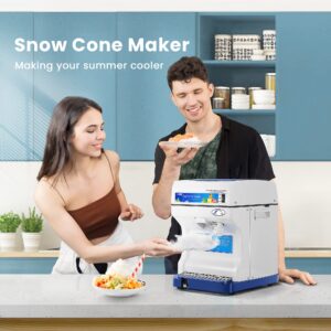 VIVOHOME Electric Ice Crusher Shaver Snow Cone Maker Machine 265lbs/hr for Home and Commercial Use Blue