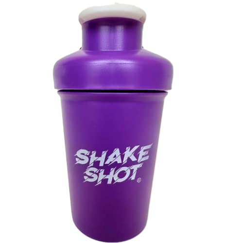 Shake Shot - Purple - 4oz (120ml) Mini Shaker Bottle for Pre Workout, Creatine, & Small Scoop Supplements, (Not for Protein) Carabiner included, Portable Blender Bottle for On The Go Use…