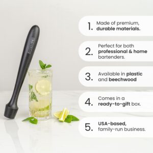 A Bar Above Wooden Muddler for Cocktails – 12-Inch-Long Cocktail Muddler Perfect for Crushing Fruit, Pressing Mint and Sugar Cubes – Mint Muddler for Mojitos – Essential Bar Tools for Cocktail Set