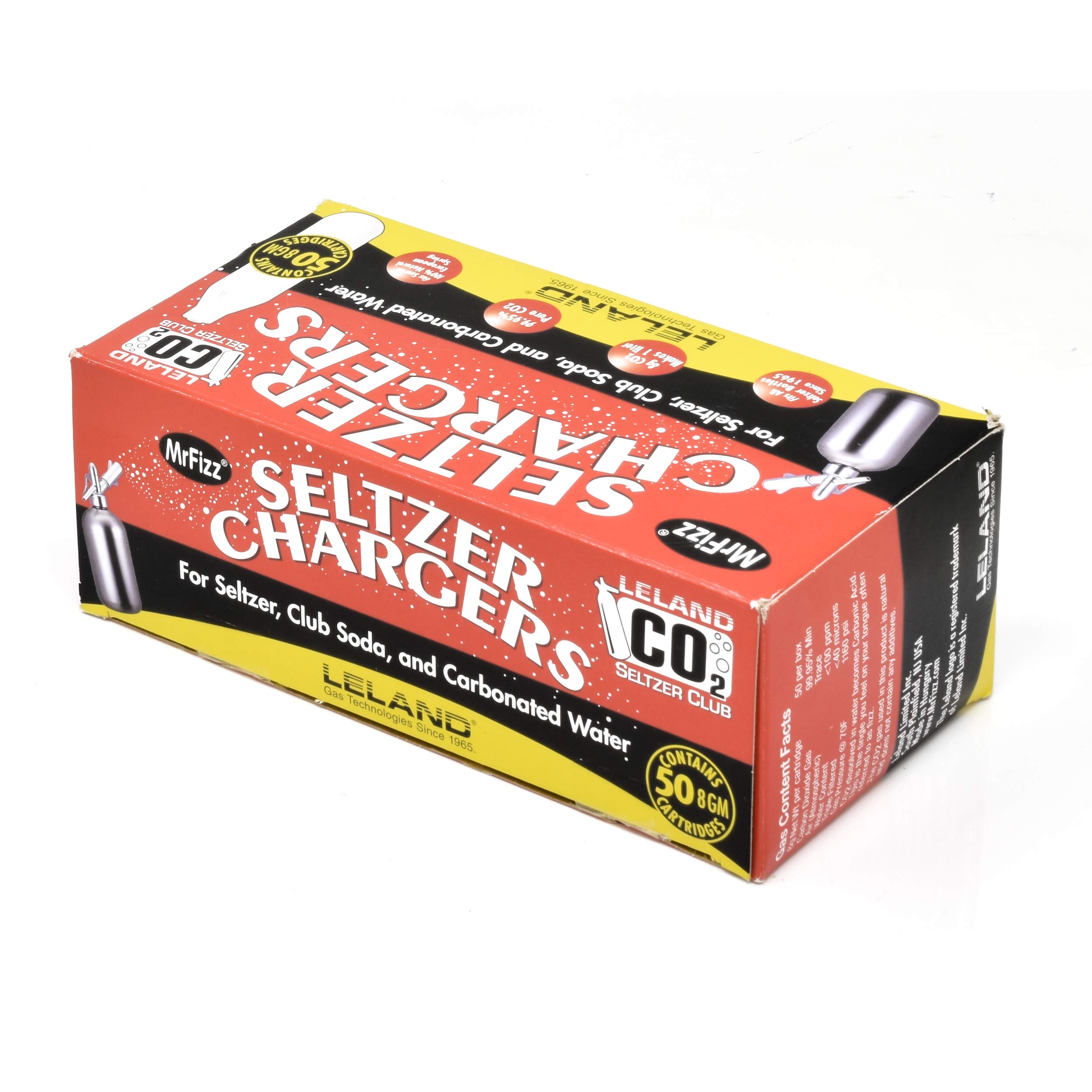 100 Leland (LE10 CO2) CO2 Soda Chargers - 8 Gram C02 Seltzer Water Cartridges For Use With Hamilton Beach Fizzini, and all 1Liter / Quart Soda Siphons