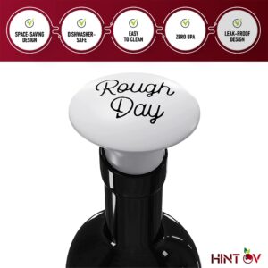 Hint Ov [4 Pack] Wine Bottle Stoppers for Wine, Beer, Liquor Bottle Covers, Leak-Proof, Easy to Use, Dishwasher-Safe, Kitchen Accessories,Silicone,Reusable