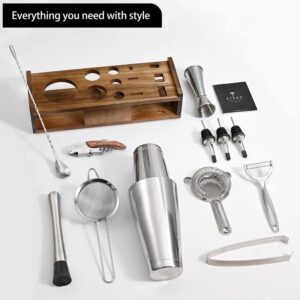 Etens Mixology Bartender Kit Bar Tool Set | Cocktail Making Kit Boston Shaker Set with Stand | Mixed Drink Mixing Professional Martini Shaking Tins Bartending | Home Barware Accessories Equipment