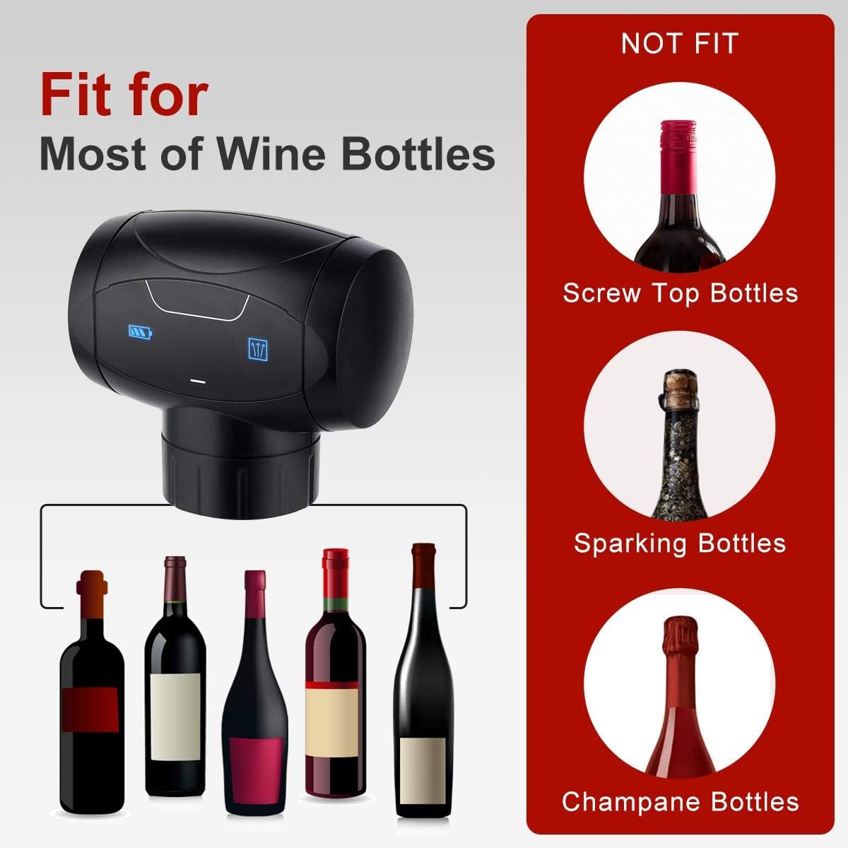 marofin Electric Wine Saver Vacuum Pump with Wine Stopper-Wine Bottle Sealer