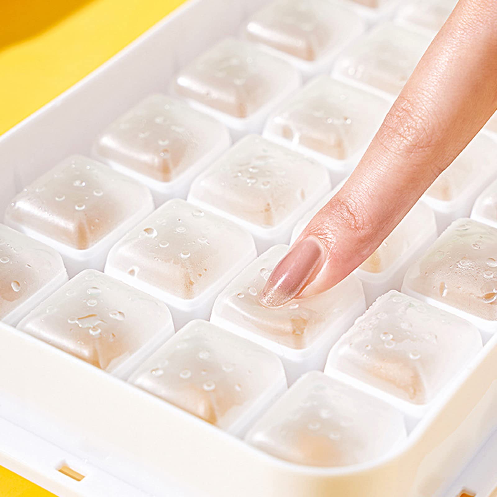 PENGKE Ice Cube Tray with Lid and Bin,64 Nuggets Silicone Ice Tray with Ice Bucket,Ice Cube Storage Container Set with 2 trays for Chilled Drink, Cocktail,Whiskey and Smoothie,Green