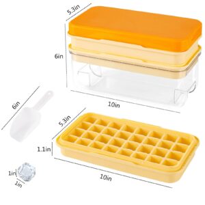 PENGKE Ice Cube Tray with Lid and Bin,64 Nuggets Silicone Ice Tray with Ice Bucket,Ice Cube Storage Container Set with 2 trays for Chilled Drink, Cocktail,Whiskey and Smoothie,Green