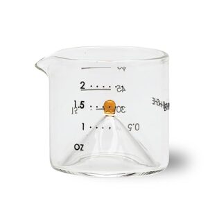 cocktail jigger for bartending - ethan + ashe - lab series - durable borosilicate glass - 15ml, 30ml, 45ml, and 60ml measuring cup in one