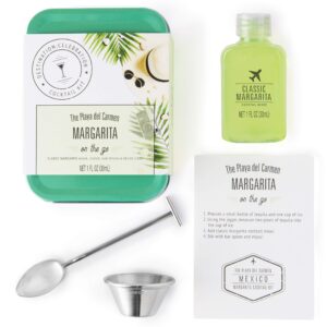 thoughtfully cocktails, cocktail kit travel tin gift set, includes classic margarita cocktail mixer, jigger, bar spoon and recipe card (contains no alcohol)