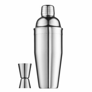 Godinger Cocktail Shaker Set and Martini Glasses Bar Set, Stainless Martini Shaker with Stemmed Cocktail Glasses and Double Jigger, 4 Piece Gift Set