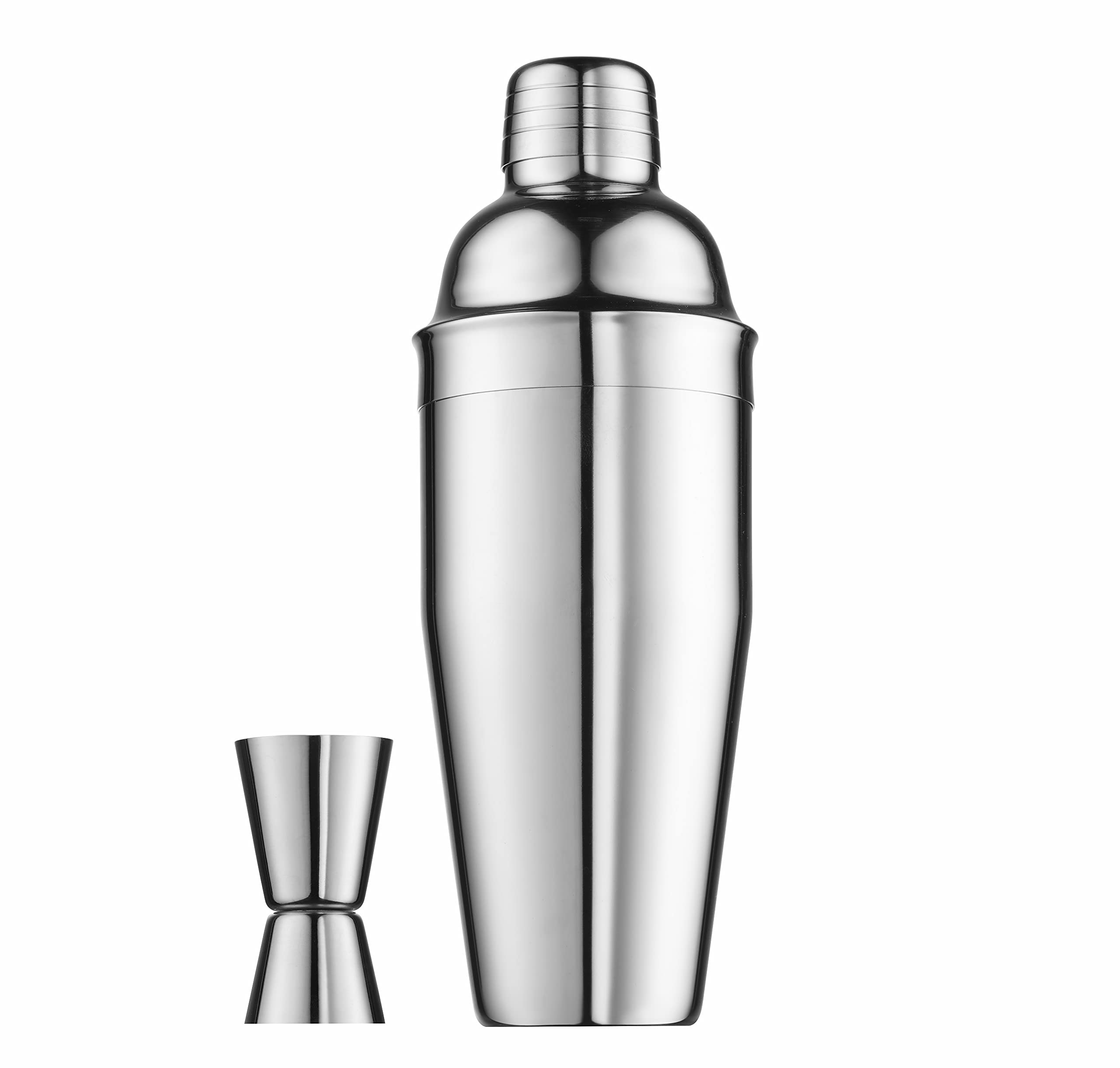 Godinger Cocktail Shaker Set and Martini Glasses Bar Set, Stainless Martini Shaker with Stemmed Cocktail Glasses and Double Jigger, 4 Piece Gift Set