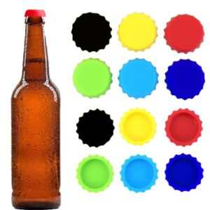 bottle caps, beer bottle caps silicone reusable soda bottle stopper hat sealer cover for soft drink, beverages, homebrew, kitchen gadgets, prevent spillage, dishwasher safe, bpa-free (mix, 6 pack)