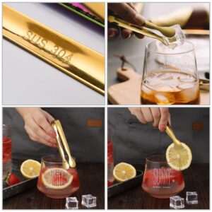 6 Pieces Mini Ice Tongs Sugar Tongs, Gold Stainless Steel Small Serving Tongs for Appetizers, Desserts, Coffee, Tea Party, Bar