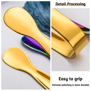 6 Pieces Mini Ice Tongs Sugar Tongs, Gold Stainless Steel Small Serving Tongs for Appetizers, Desserts, Coffee, Tea Party, Bar