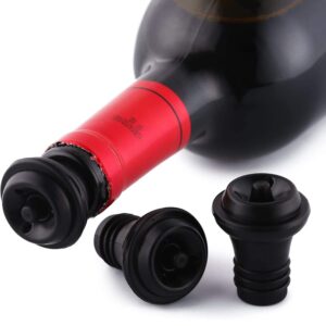 Aksesroyal Wine Pump with Valve Wine Stoppers (Silver 4 Stoppers)