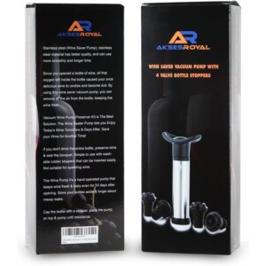 Aksesroyal Wine Pump with Valve Wine Stoppers (Silver 4 Stoppers)